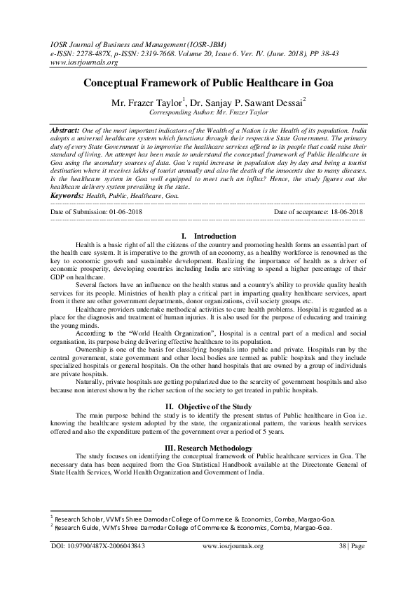 (PDF) Conceptual Framework of Public Healthcare in Goa