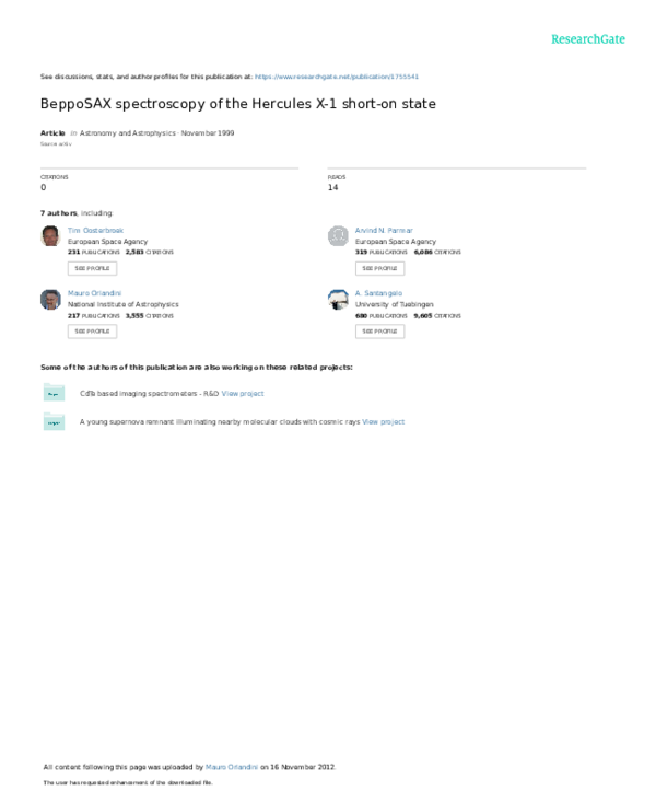 (PDF) BeppoSAX spectroscopy of the Hercules X-1 short-on state