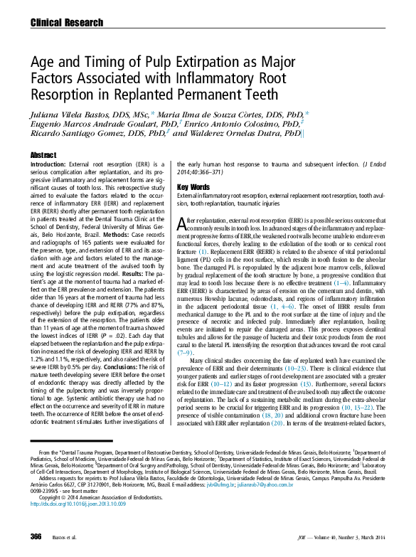 (PDF) Age and timing of pulp extirpation as major factors associated ...