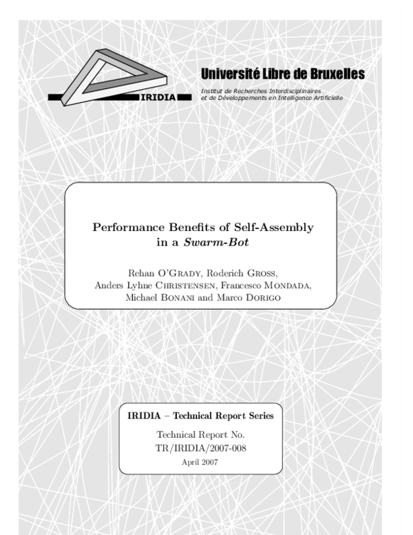 Pdf Performance Benefits Of Self Assembly In A Swarm Bot