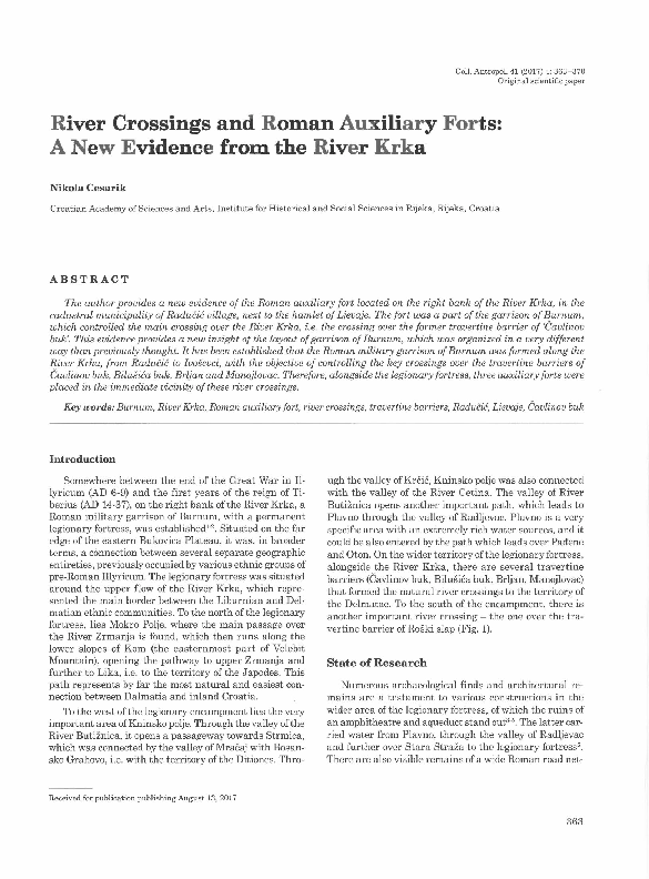 (PDF) River Crossings and Roman Auxiliary Forts: A New Evidence from ...