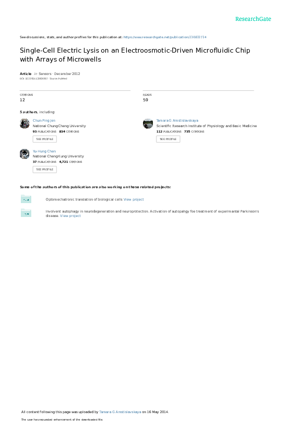(PDF) Single-Cell Electric Lysis on an Electroosmotic-Driven ...