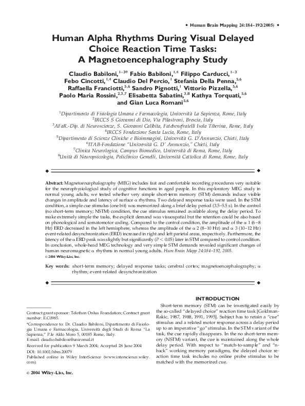 (PDF) Human alpha rhythms during visual delayed choice reaction time ...