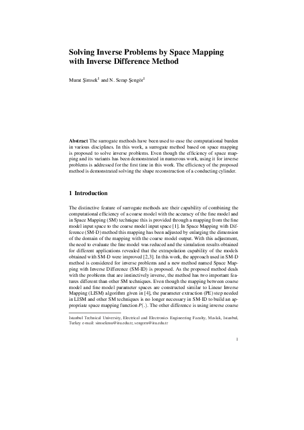 Pdf Solving Inverse Problems By Space Mapping With Inverse Difference Method