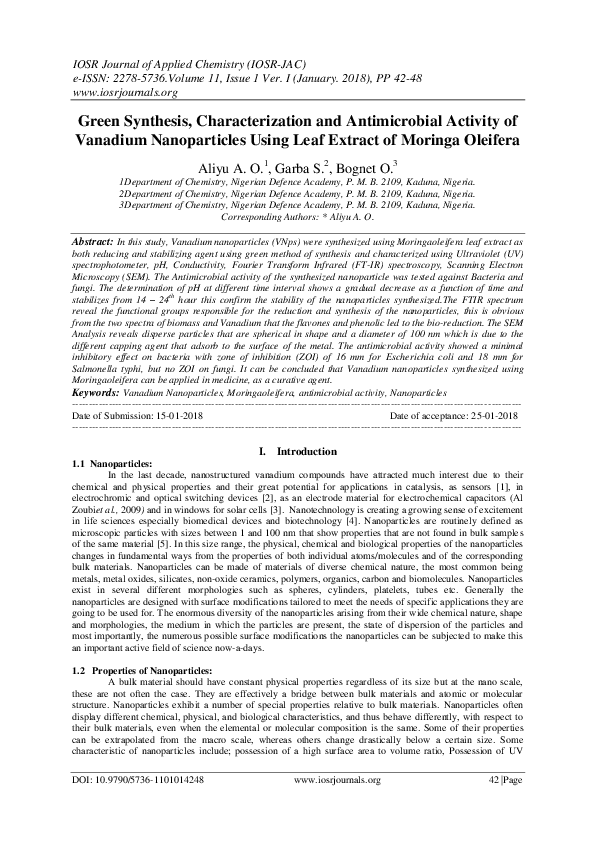 (PDF) Green Synthesis, Characterization and Antimicrobial Activity of Vanadium Nanoparticles ...