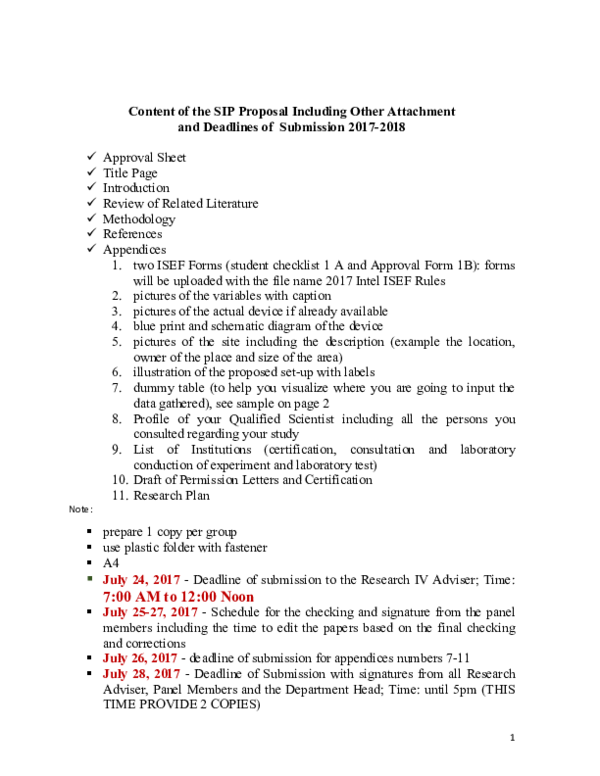 (PDF) Content of the SIP Proposal Including Other Attachment and ...
