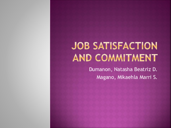 (PPT) Employee Satisfaction & Commitment