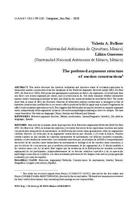 (PDF) 2018. Belloro y Guerrero(2018)-The Preferred Argument Structure ...