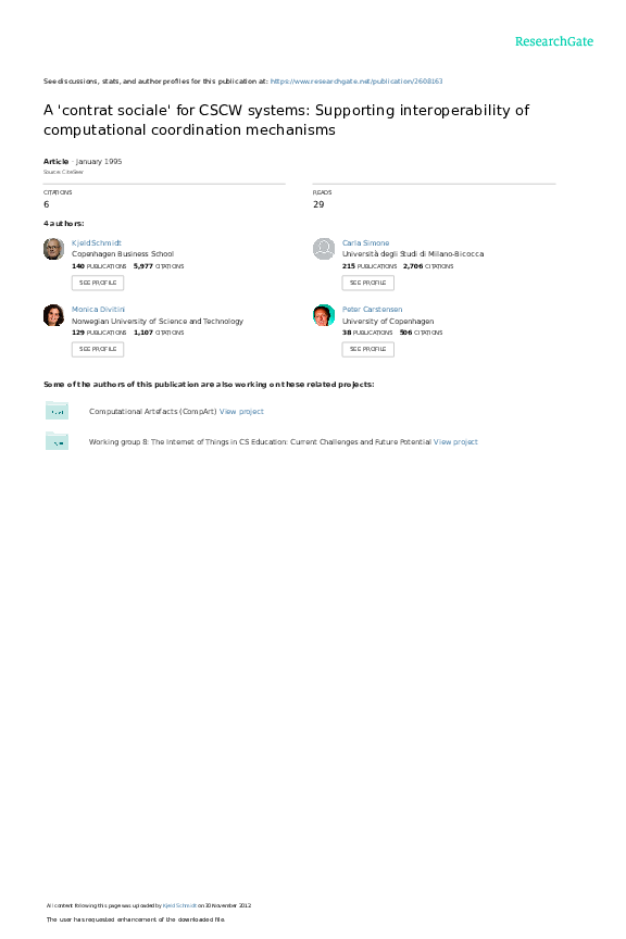 (PDF) A ‘contrat sociale’for CSCW systems: Supporting interoperability ...
