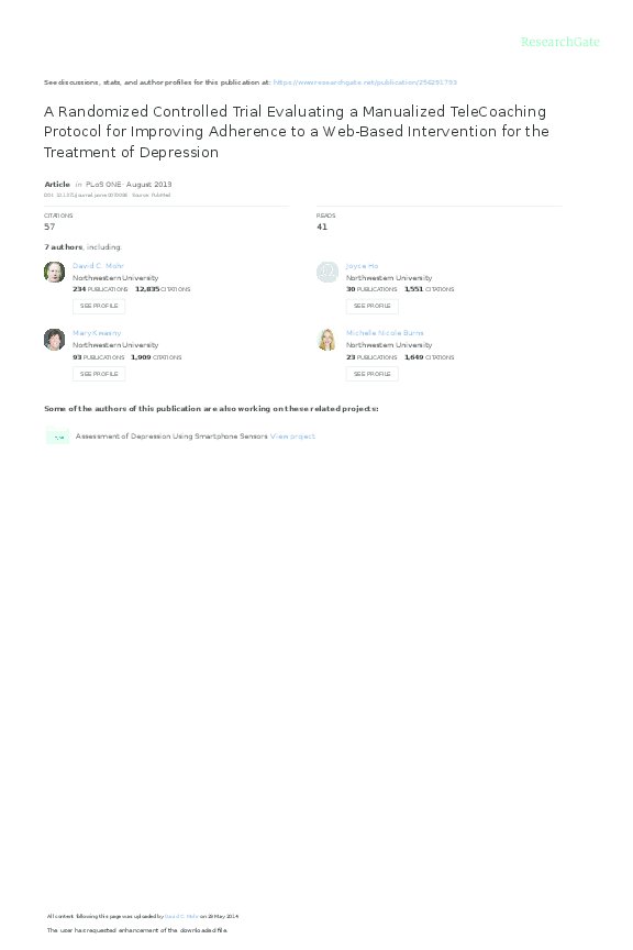(PDF) A Randomized Controlled Trial Evaluating a Manualized TeleCoaching Protocol for Improving ...