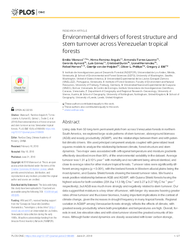 (PDF) Environmental drivers of forest structure and stem turnover ...