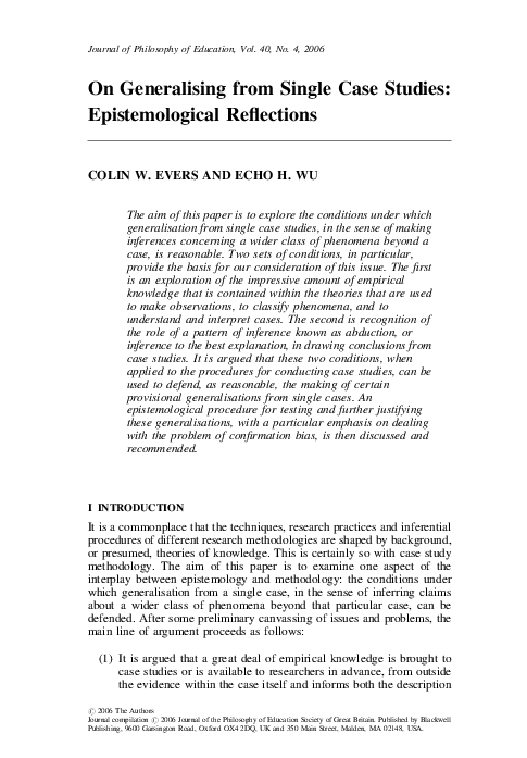 (PDF) On generalizing from single studies: Epistemological reflections, Chapter 6, Realist ...