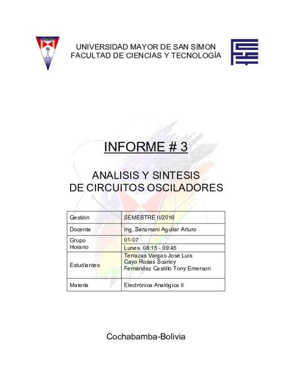 Pdf Informe 3 Analisis Y Sintesis De Circuitos Osciladores
