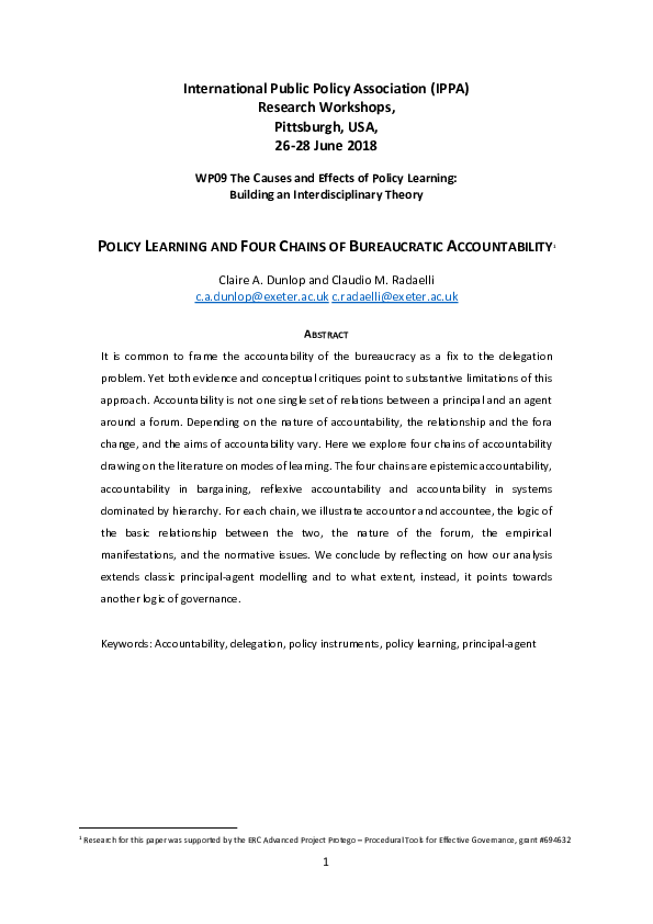 (PDF) Dunlop, C.A. and Radaelli, C.M. (2018, June) ‘Policy Learning and ...