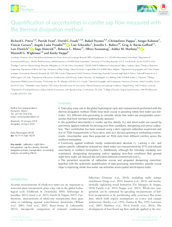 (PDF) Quantification of uncertainties in conifer sap flow measured with ...