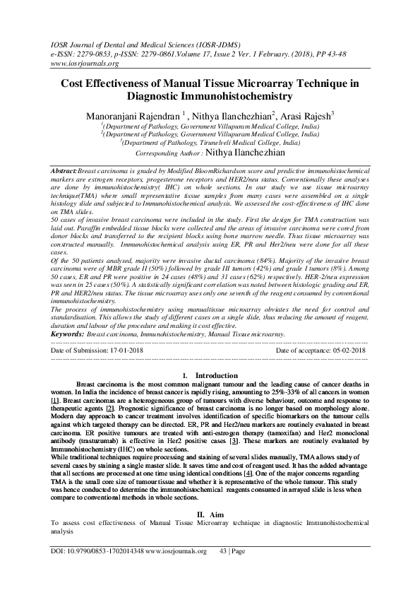 (PDF) Cost Effectiveness of Manual Tissue Microarray Technique in ...