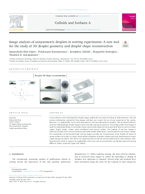 (PDF) Image analysis of axisymmetric droplets in wetting experiments: A new tool for the study ...