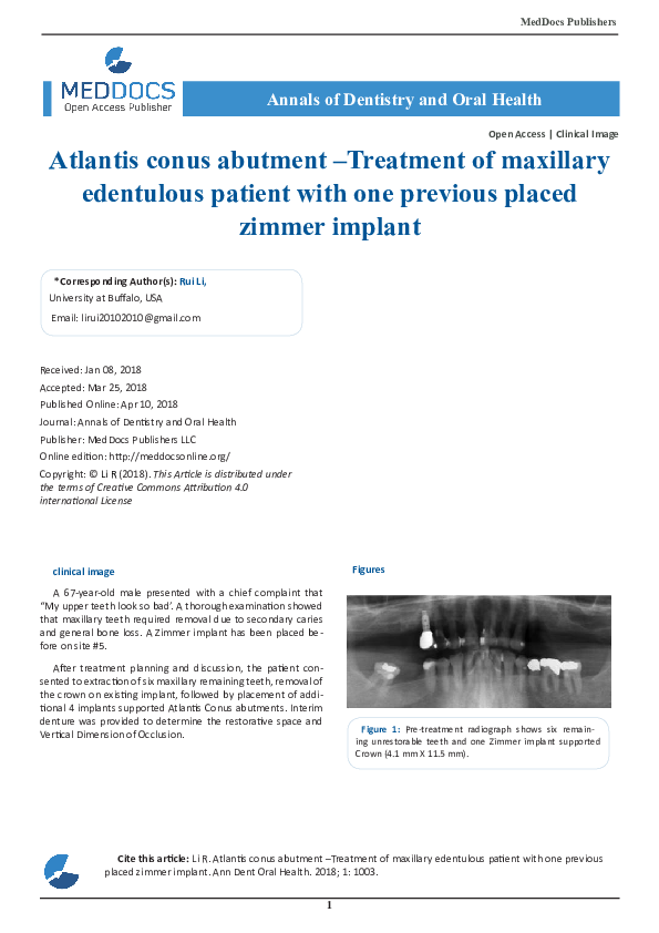 (PDF) Atlantis conus abutment –Treatment of maxillary edentulous ...