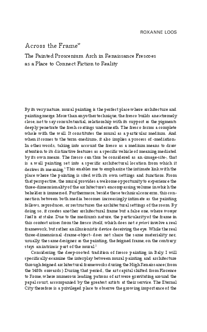(PDF) Across the frame. The painted proscenium arch in Renaissance ...