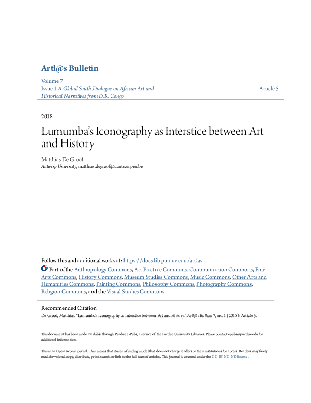 (PDF) “Lumumba’s Iconography as Interstice between Art and History”, in ...