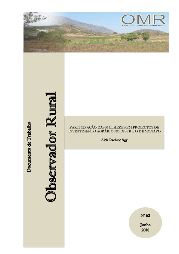 (PDF) PARTICIPAÇÃO DAS MULHERES EM PROJECTOS DE INVESTIMENTO AGRÁRIO NO ...