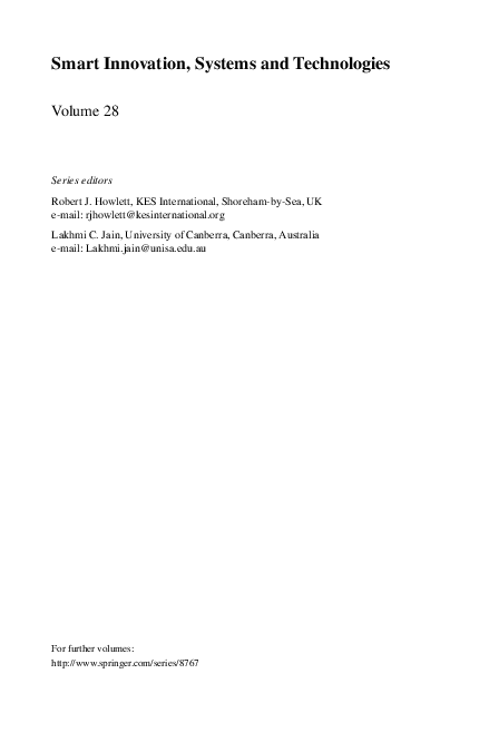 (PDF) Smart Innovation, Systems and Technologies Volume 28