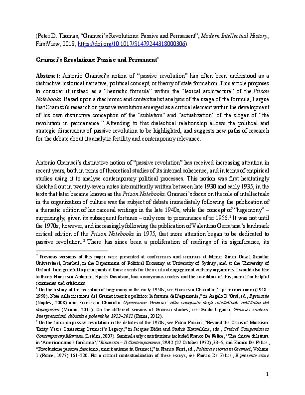 (PDF) Gramsci's Revolutions: Passive and Permanent