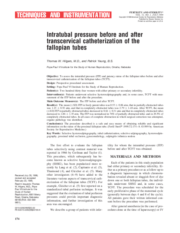 (PDF) Intratubal pressure before and after transcervical ...