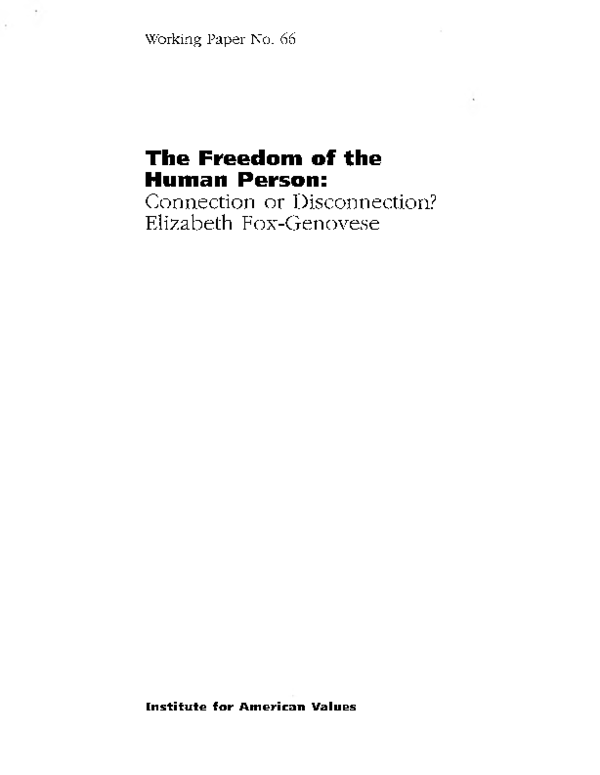 (PDF) The Freedom of the Human Person: Connection or Disconnection ...