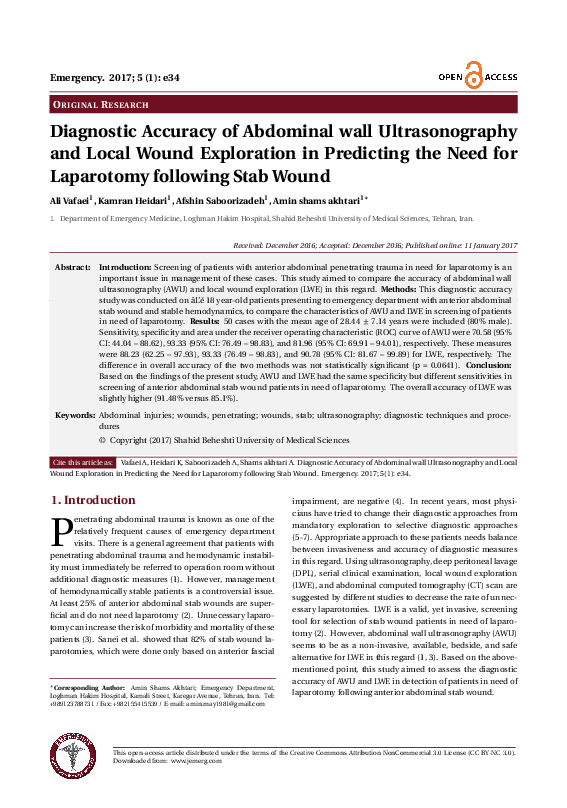 (PDF) Diagnostic Accuracy of Abdominal wall Ultrasonography and Local ...