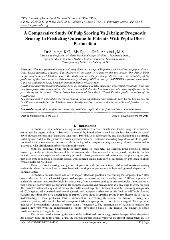 (PDF) A Comparative Study Of Pulp Scoring Vs Jabalpur Prognostic ...