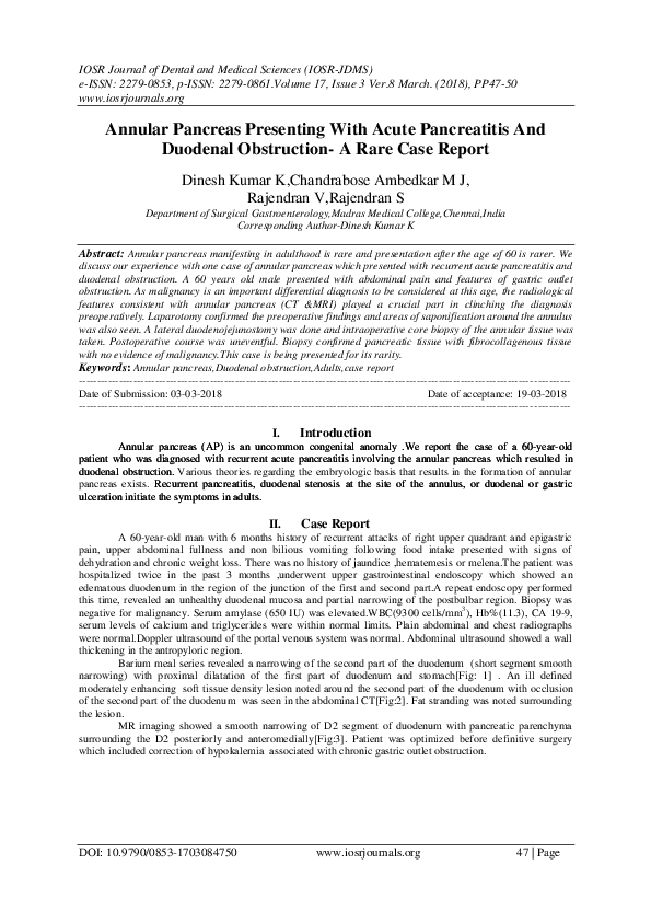 (PDF) Annular Pancreas Presenting With Acute Pancreatitis And Duodenal ...
