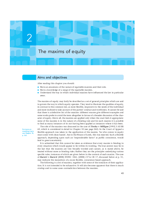 (PDF) The maxims of equity Aims and objectives