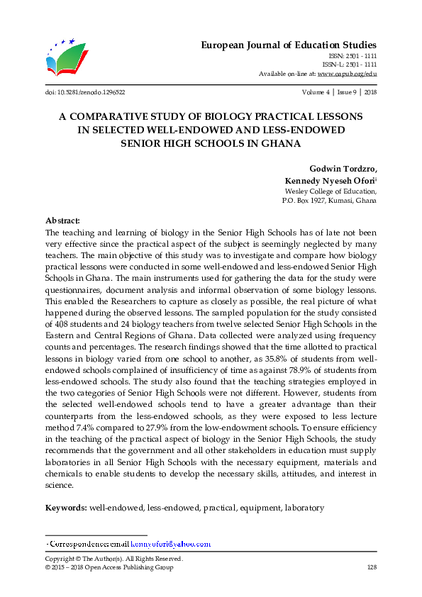 (PDF) European Journal of Education Studies A COMPARATIVE STUDY OF ...