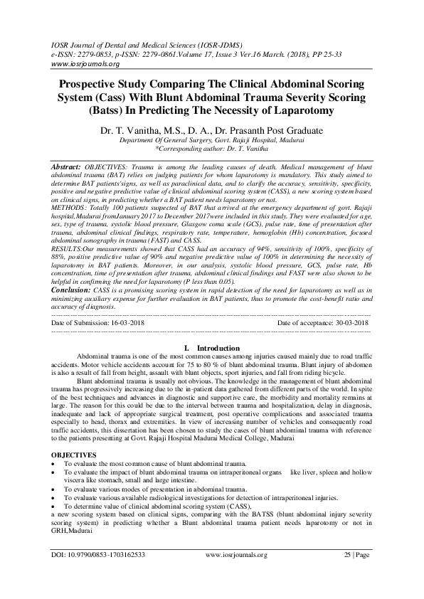 (PDF) Prospective Study Comparing The Clinical Abdominal Scoring System ...