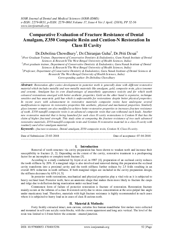 (PDF) Comparative Evaluation of Fracture Resistance of Dental Amalgam ...