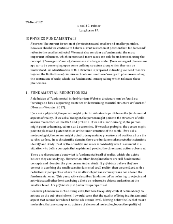 (PDF) Is Physics Fundamental
