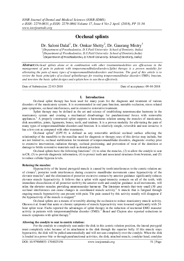 (PDF) Occlusal splints