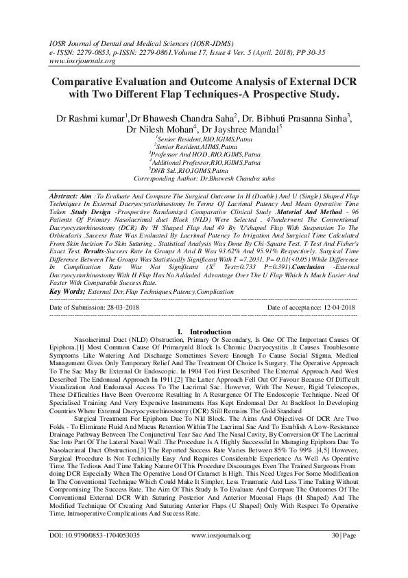 (PDF) Comparative Evaluation and Outcome Analysis of External DCR with ...