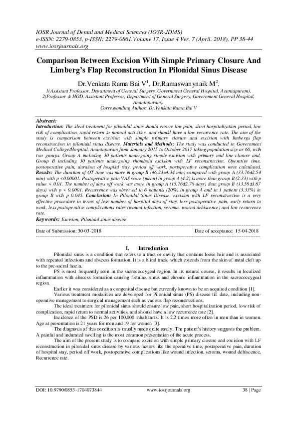 (PDF) Comparison Between Excision With Simple Primary Closure And ...