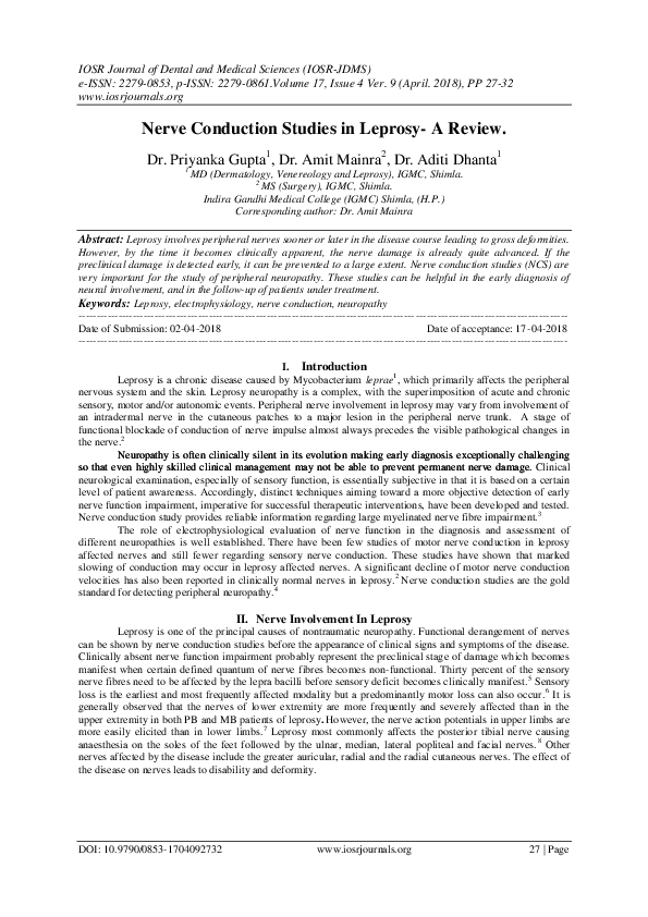 (PDF) Nerve Conduction Studies in Leprosy-A Review