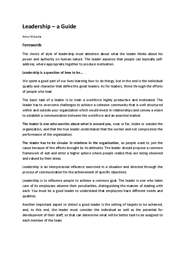 (PDF) Leadership - a Guide