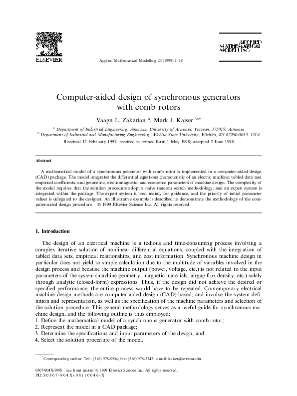 (PDF) Computer-aided design of synchronous generators with comb rotors