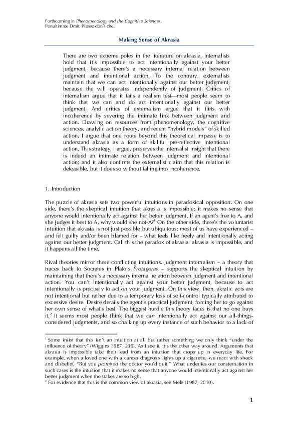 (PDF) Making Sense of Akrasia