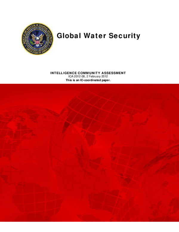 (PDF) Global Water Security INTELLIGENCE COMMUNITY ASSESSMENT