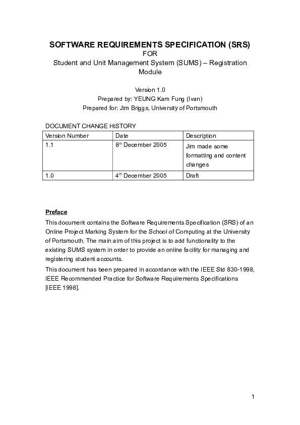 (DOC) SOFTWARE REQUIREMENTS SPECIFICATION (SRS) FOR Student and Unit ...