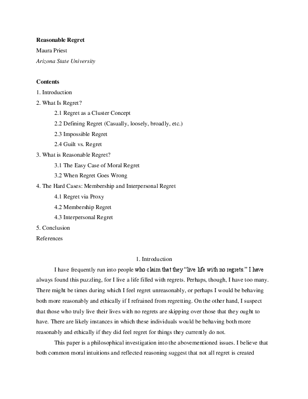 (PDF) Reasonable Regret