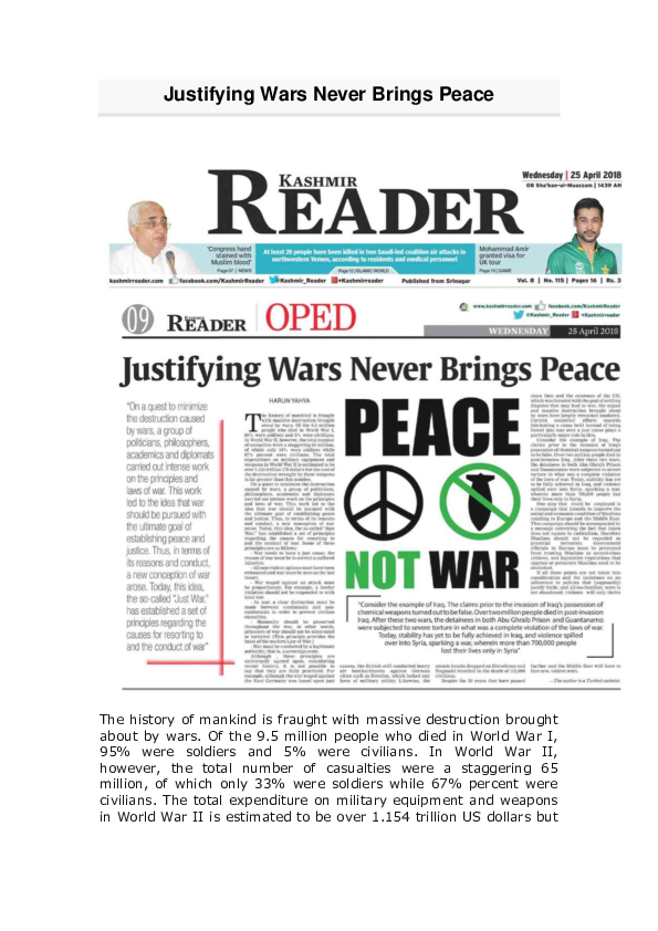 (DOC) Justifying Wars Never Brings Peace