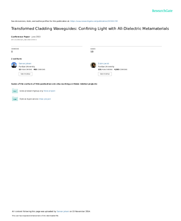 Pdf Transformed Cladding Waveguides Confining Light With All