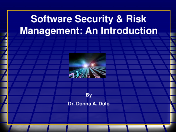(PPT) SW Security and Risk Management Spring 2018